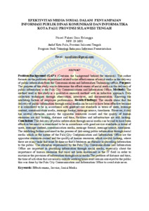 EFEKTIVITAS MEDIA SOSIAL DALAM PENYAMPAIAN INFORMASI PUBLIK DINAS KOMUNIKASI DAN INFORMATIKA ...